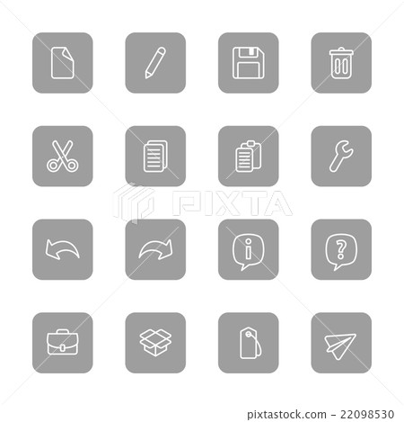 line web icon set gray rounded rectangle - Stock Illustration [22098530 ...