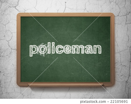 Law concept: Policeman on chalkboard background - Stock Illustration ...