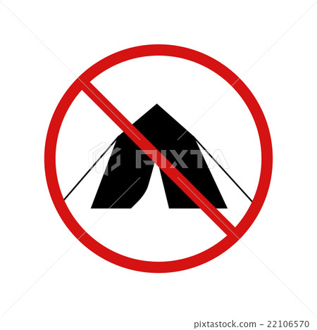 No tent, camping forbidden sign on white - Stock Illustration [22106570 ...