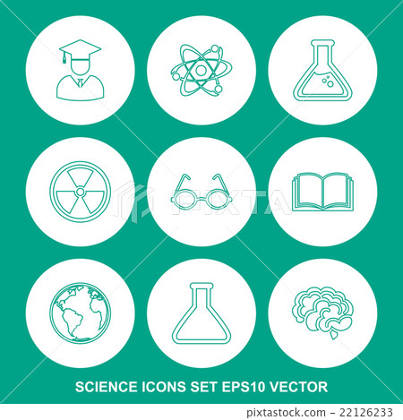 Set of Science Green icons. EPS 10, vector - Stock Illustration ...