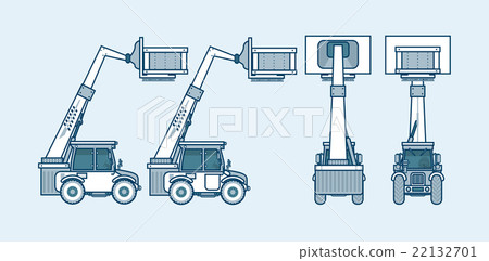 loader front, side, back view in line style - Stock Illustration ...