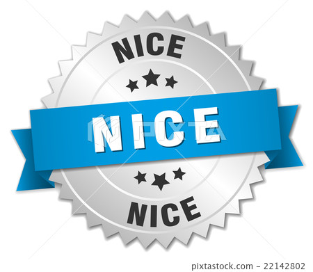 Nice round silver badge with blue ribbon-插圖素材 [22142802] - PIXTA圖庫
