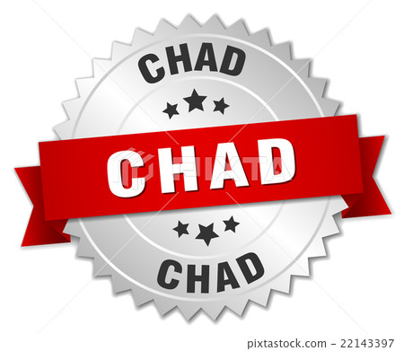 Chad round silver badge with red ribbon - Stock Illustration [22143397 ...