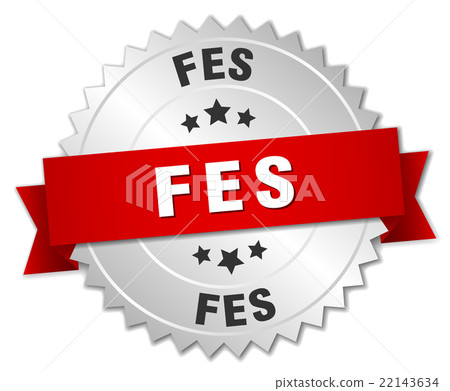 Fes round silver badge with red ribbon - Stock Illustration [22143634 ...