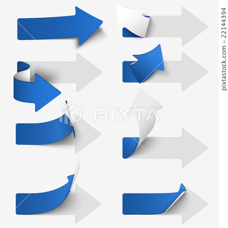 Set of blue paper arrow stickers - Stock Illustration [22144394] - PIXTA