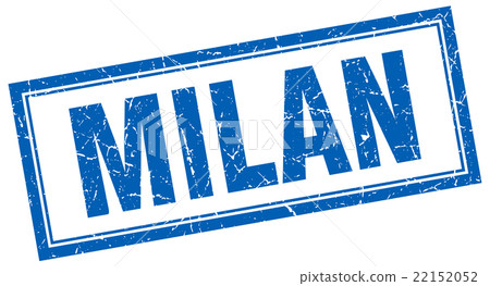 Milan blue square grunge stamp on white - Stock Illustration [22152052 ...