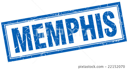 Memphis blue square grunge stamp on white - Stock Illustration ...