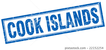 Cook Islands blue square grunge stamp on white - Stock Illustration ...