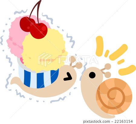 Cute snail and ice cream - Stock Illustration [22163154] - PIXTA