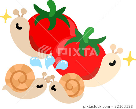 Cute snail and tomato - Stock Illustration [22163158] - PIXTA