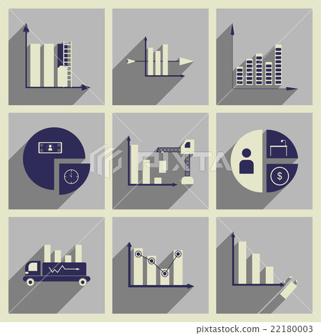 Concept of flat icons with long shadow charts - Stock Illustration ...