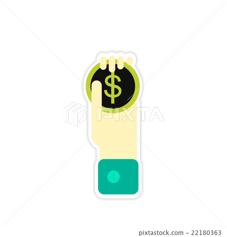 stylish sticker on paper Money in hand - Stock Illustration [22180363 ...