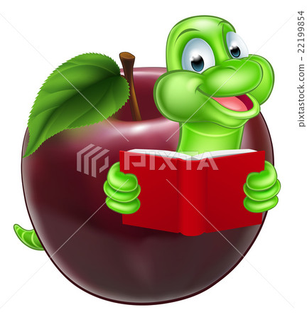 Cartoon Apple Bookworm - Stock Illustration [22199854] - PIXTA
