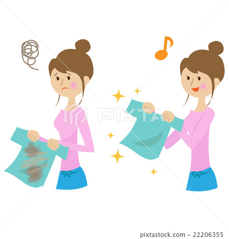 Woman who does washing Where before after set - Stock Illustration ...