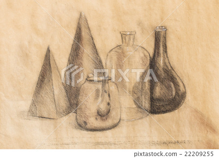 still life drawing. Original hand draw on paper. - Stock Illustration ...