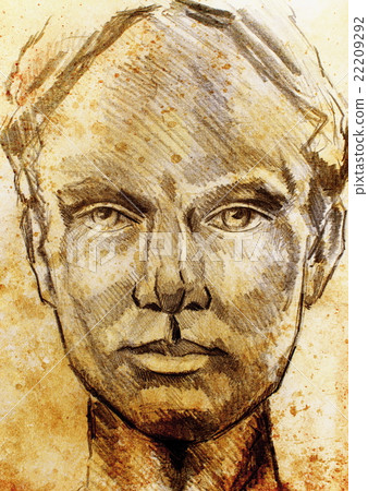 art drawing beautiful girl face and sepia - Stock Illustration ...