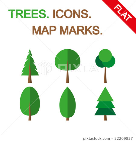 Tree icon set. Map marks. - Stock Illustration [22209837] - PIXTA