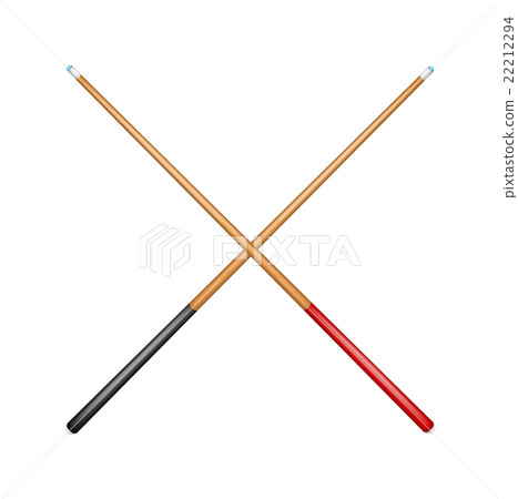 Two crossed billiard cues in retro design -插圖素材 [22212294] - PIXTA圖庫
