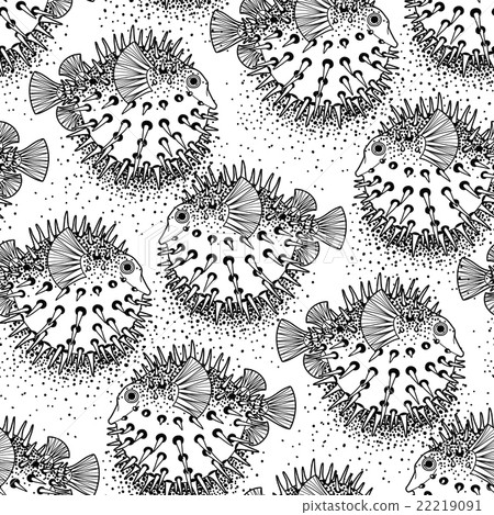 Graphic puffer fish pattern - Stock Illustration [22219091] - PIXTA