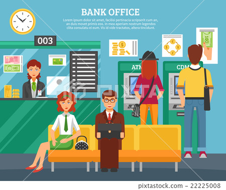 People Inside Bank Office Design Concept - Stock Illustration [22225008 ...