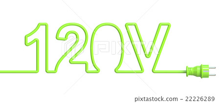 120 Volt concept from green wire and plug - Stock Illustration ...