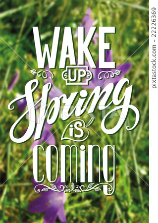 Spring is coming.Lettering,grass flower background - Stock Illustration ...