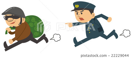 A policeman who follows a thief - Stock Illustration [22229044] - PIXTA