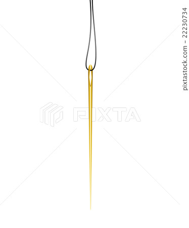 Golden needle hanging on a thread - Stock Illustration [22230734] - PIXTA