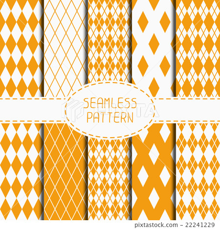Set of geometric yellow orange seamless pattern - Stock Illustration ...