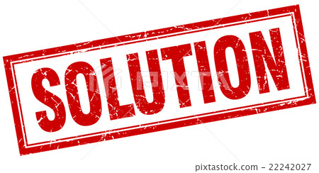 solution red grunge square stamp on white - Stock Illustration ...