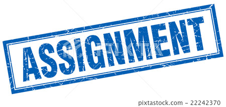 assignment blue grunge square stamp on white - Stock Illustration ...