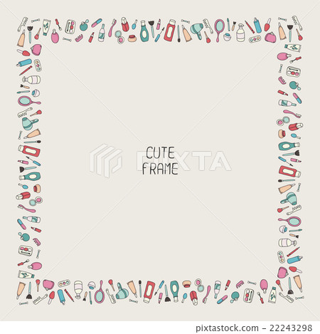 Beautiful vintage frame of cosmetics elements and - Stock Illustration ...