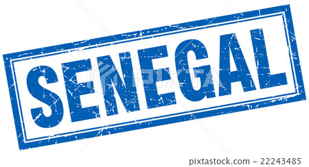 Senegal blue square grunge stamp on white - Stock Illustration ...
