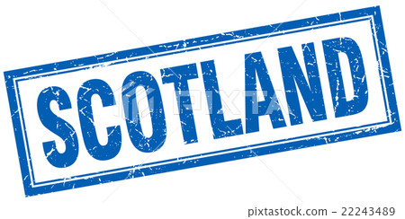 Scotland blue square grunge stamp on white - Stock Illustration ...