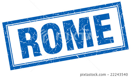 Rome blue square grunge stamp on white - Stock Illustration [22243540 ...