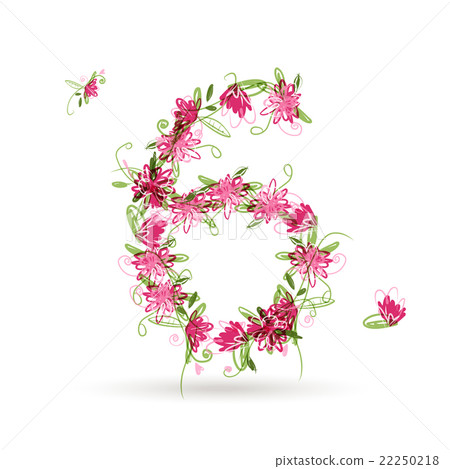 Floral number six for your design - Stock Illustration [22250218] - PIXTA