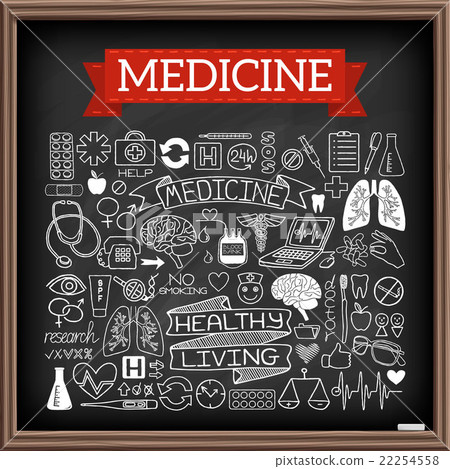 Medical doodles on chalk board - Stock Illustration [22254558] - PIXTA