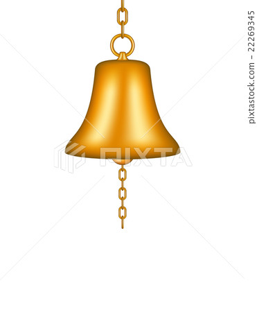 Golden bell with a chain on white background - Stock Illustration ...