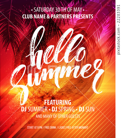 Hello Summer Party Flyer. Vector Design - Stock Illustration [22283391 ...