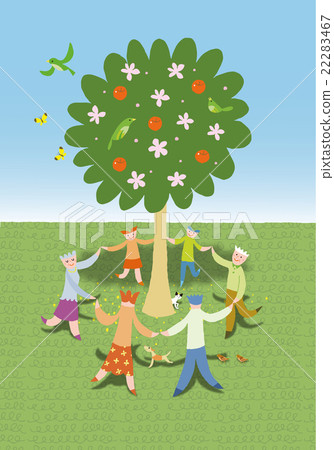 People surrounding trees - Stock Illustration [22283467] - PIXTA