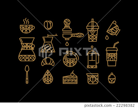 Set coffee icons gold - Stock Illustration [22298382] - PIXTA