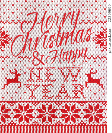 Merry Christmas style seamless knitted - Stock Illustration [22299699 ...