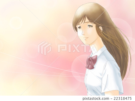 School girl high school student (pink background) - Stock Illustration ...