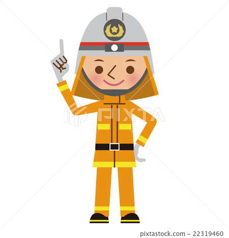 Firefighter pointing to a finger (fire... - Stock Illustration ...