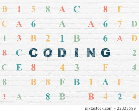Software concept: Coding on wall background - Stock Illustration ...