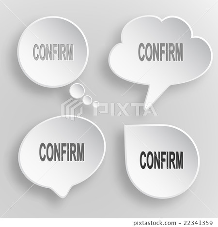 Confirm. White flat vector buttons on gray - Stock Illustration ...