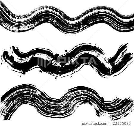 Wave wave splash calligraphy 3 kinds - Stock Illustration [22355083 ...