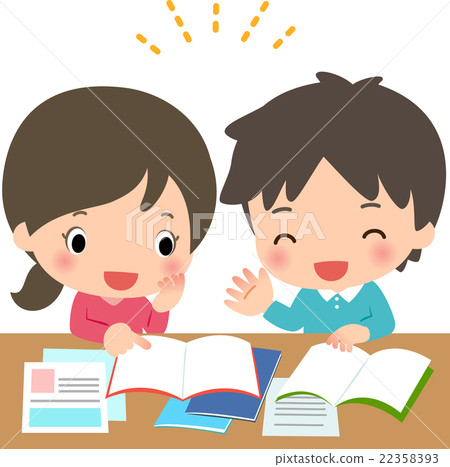 Young men and women looking at plenty of pamphlets - Stock Illustration ...