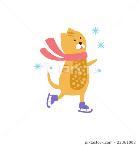 Cat Ice Skating - Stock Illustration [22361008] - PIXTA