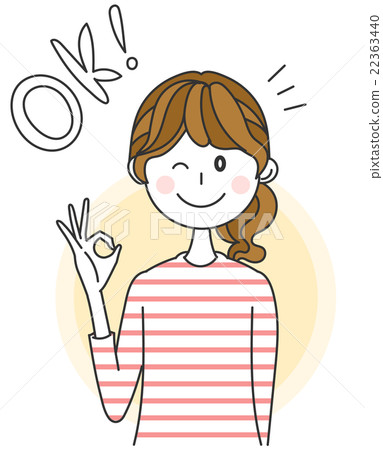 Illustration of a woman giving an OK sign - Stock Illustration ...